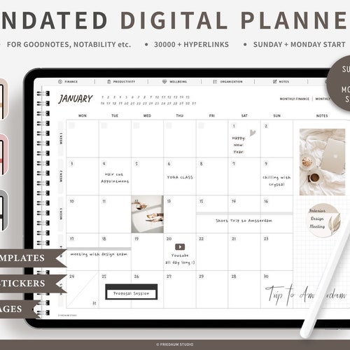 Digital Planner Undated Ipad Planner Goodnotes Planner - Etsy