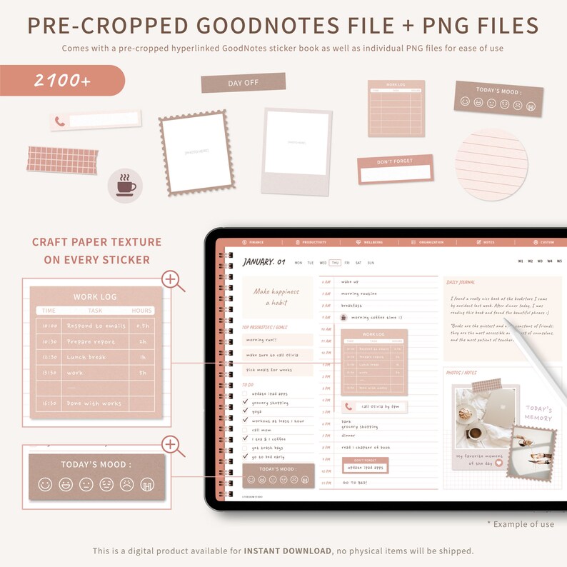 UNDATED Digital Planner, Lovely Pink Life Planner, iPad Notability ...