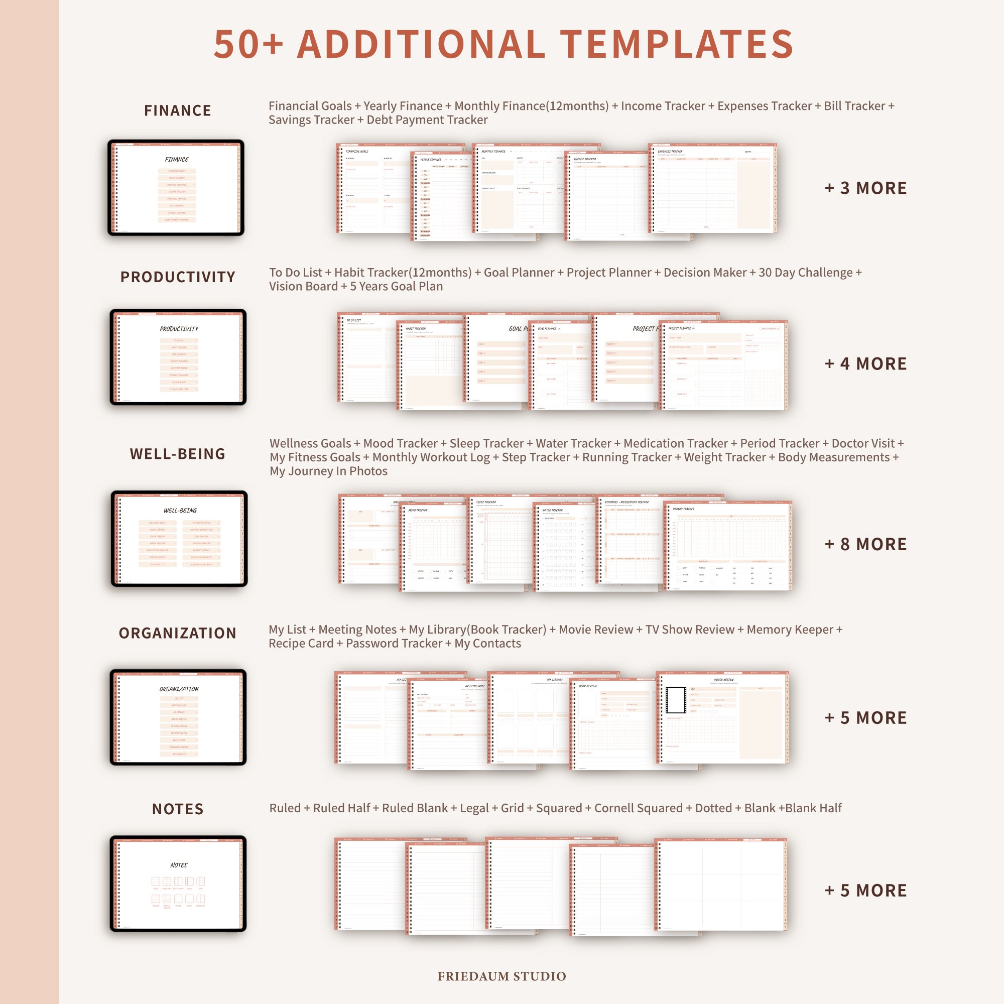 UNDATED Digital Planner, Lovely Pink Life Planner, iPad Notability ...