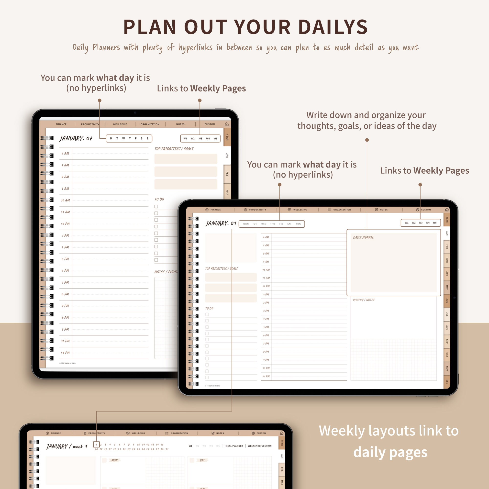 UNDATED Digital Planner, Aesthetic Life Planner, iPad Notability Daily ...