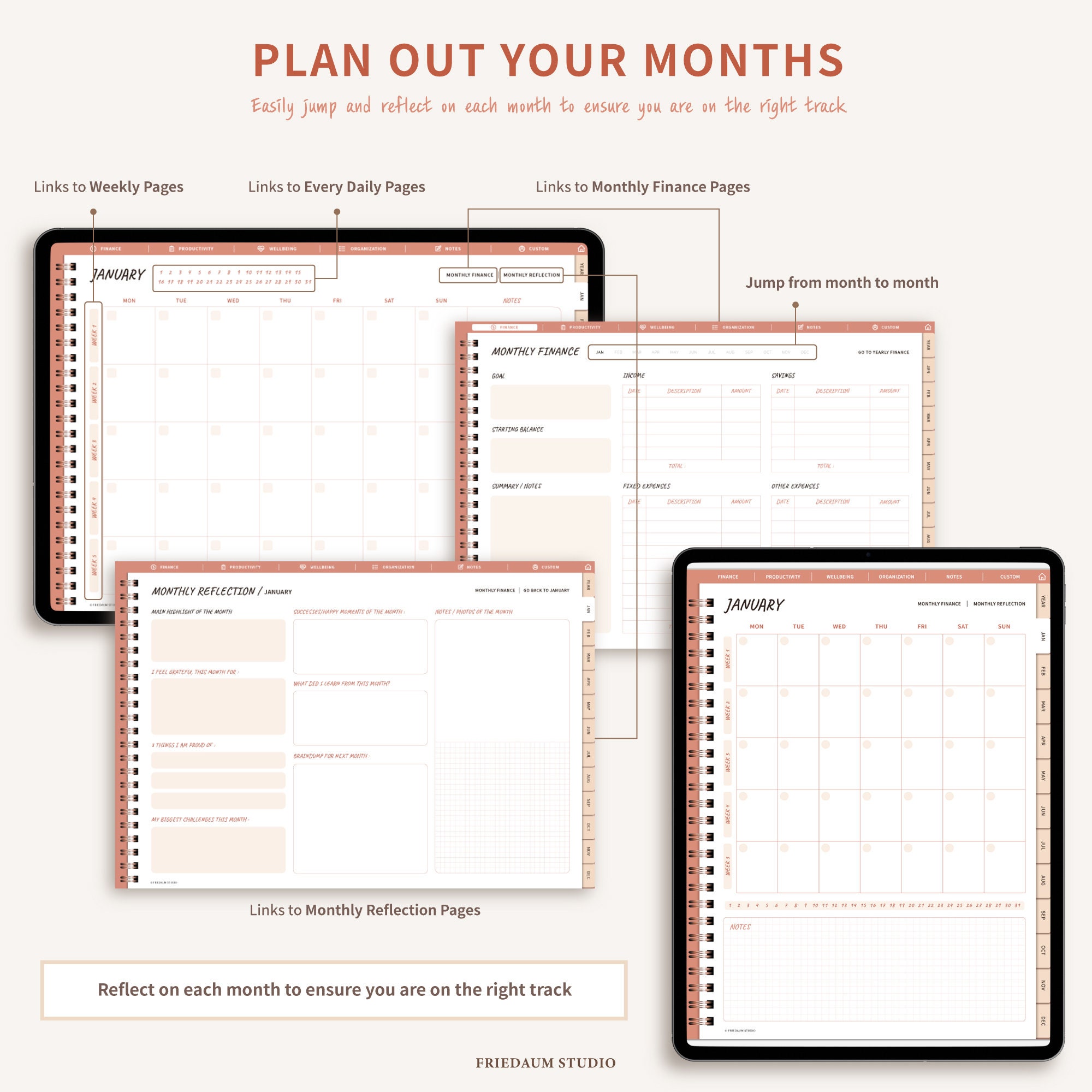 UNDATED Digital Planner, Lovely Pink Life Planner, iPad Notability ...