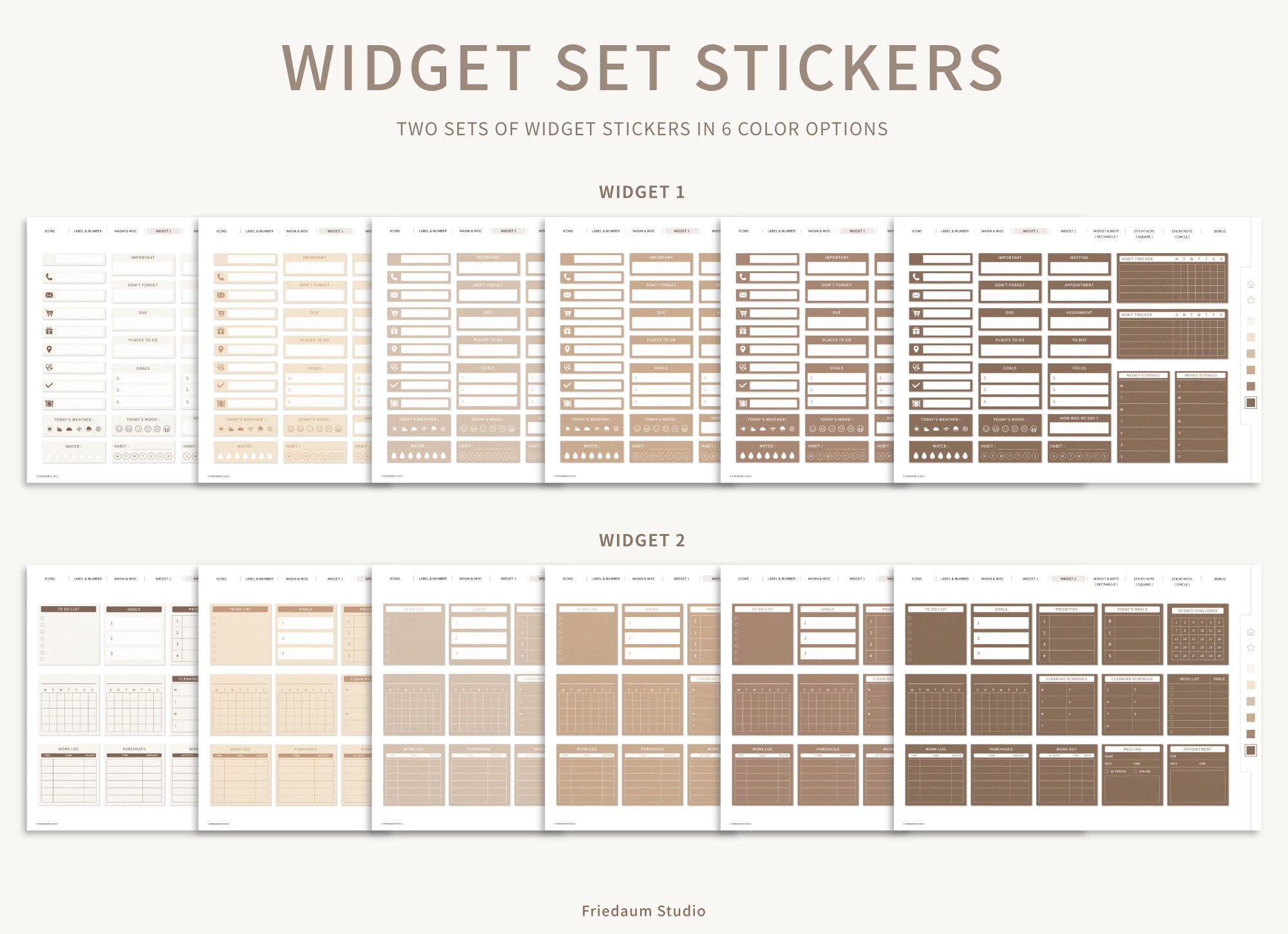 Digital Stickers Set Brown Edition Digital Planner Stickerbook for ...