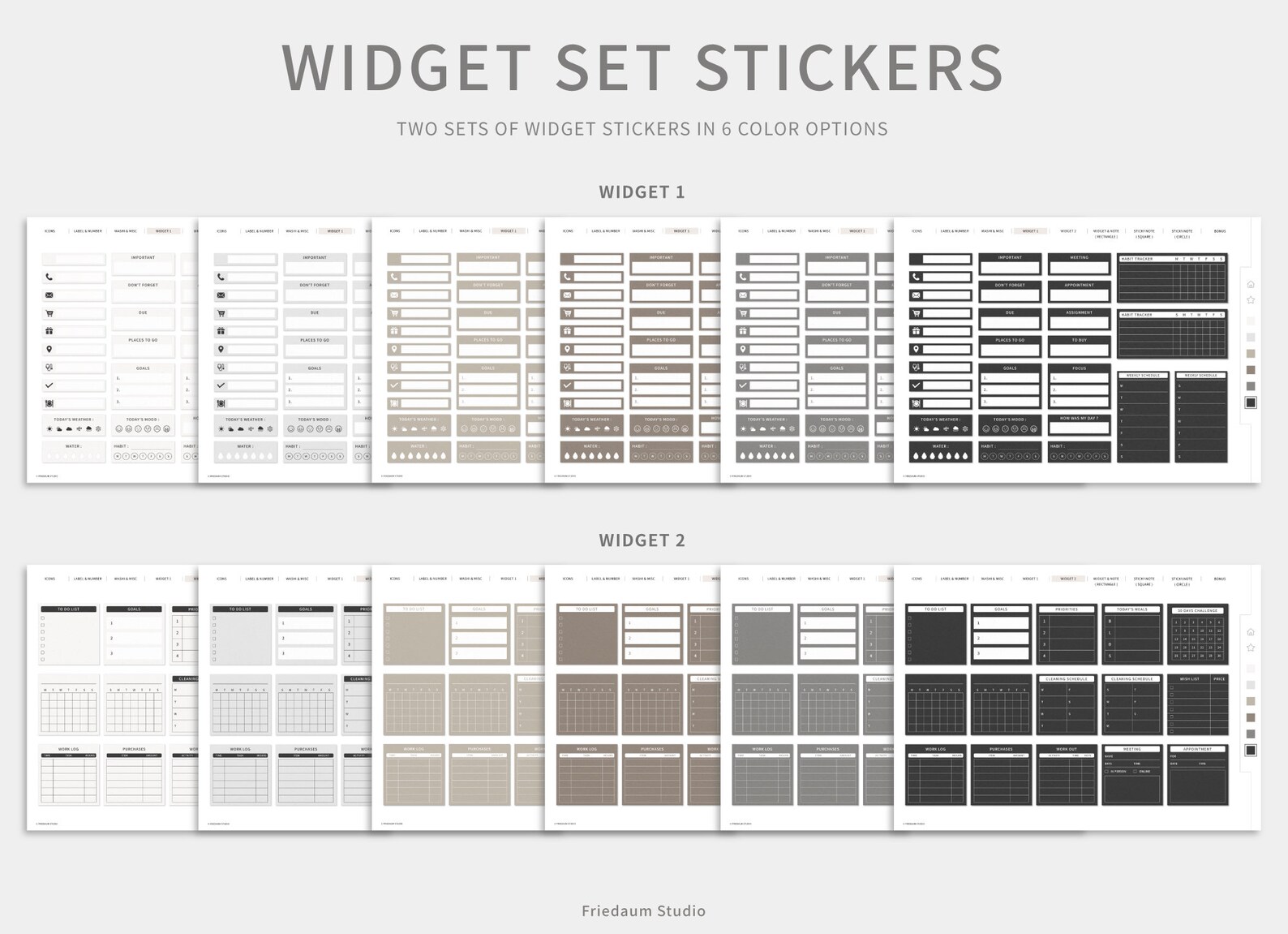 Digital Stickers Set Black Edition Digital Planner - Etsy