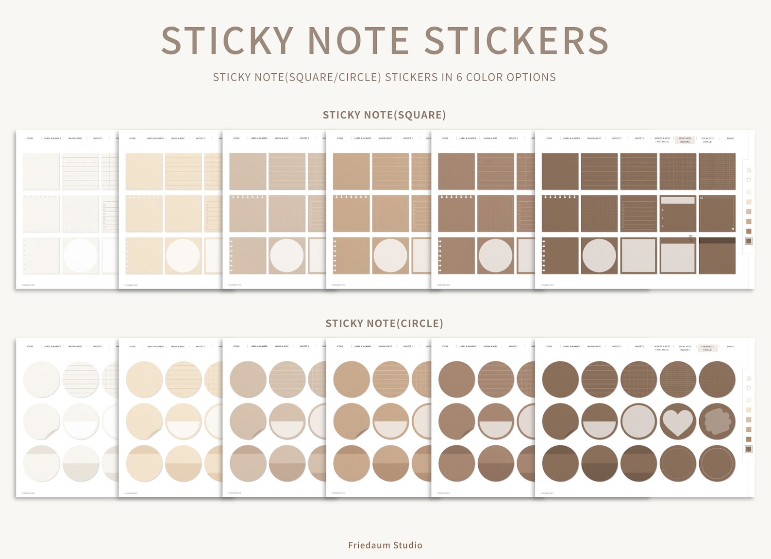 Digital Stickers Set Brown Edition Digital Planner Stickerbook for ...