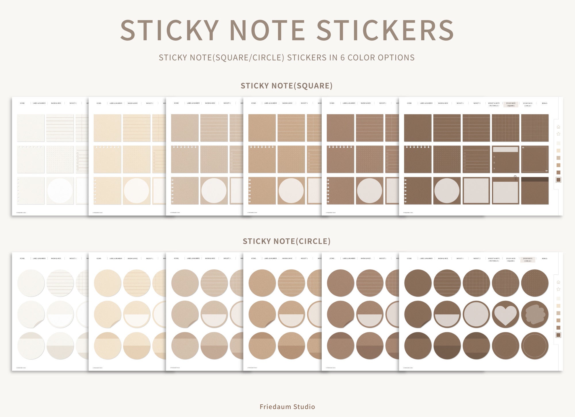 Digital Stickers Set Brown Edition Digital Planner Stickerbook for ...