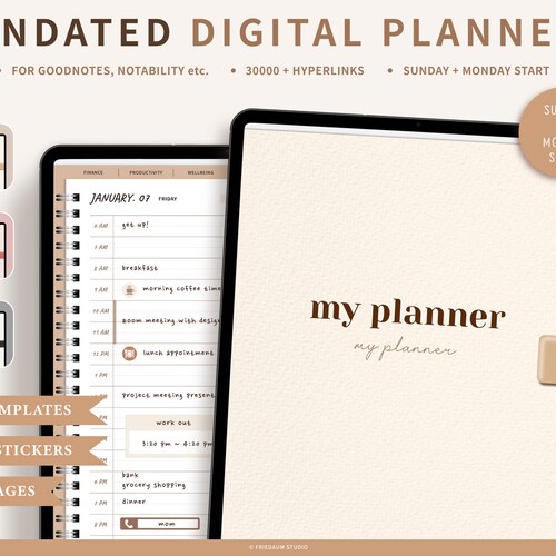 Digital Planner Undated Ipad Planner Goodnotes Planner - Etsy