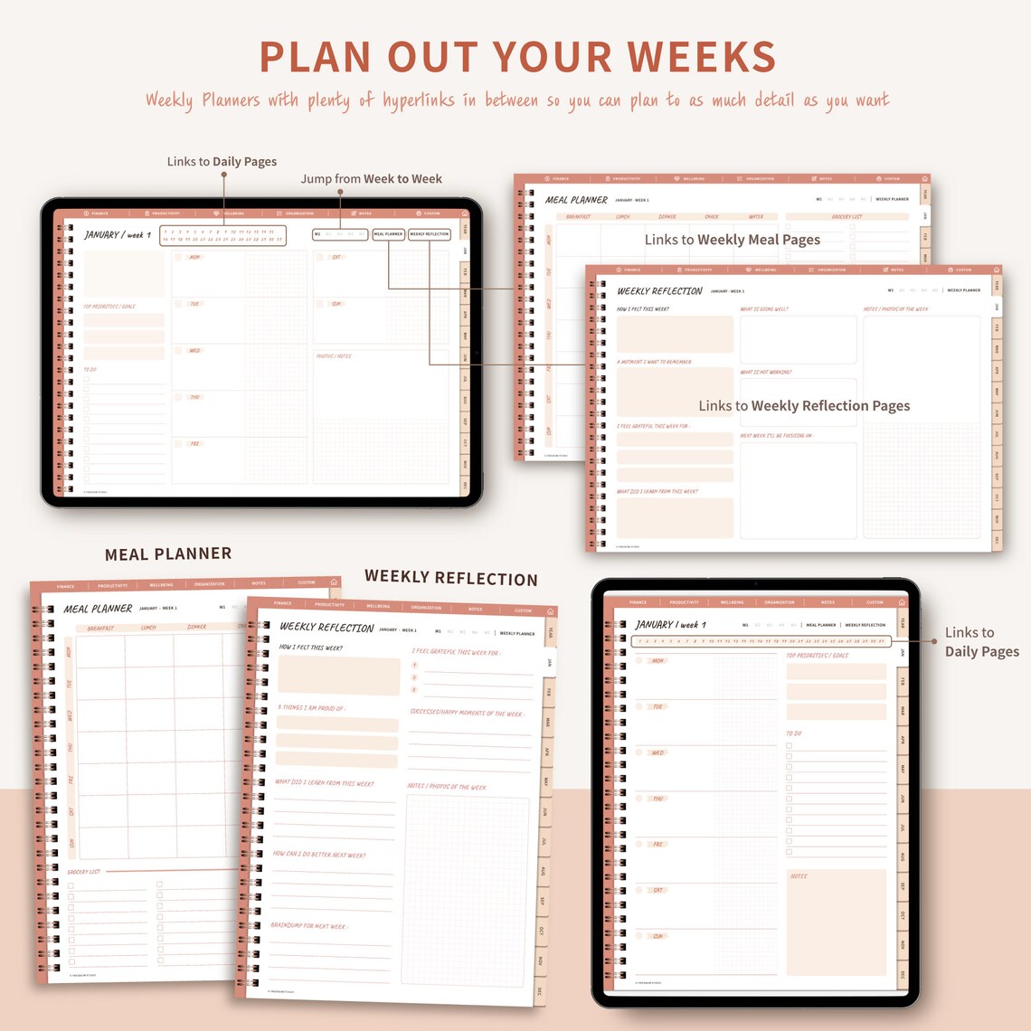 UNDATED Digital Planner Lovely Pink Life Planner Ipad - Etsy