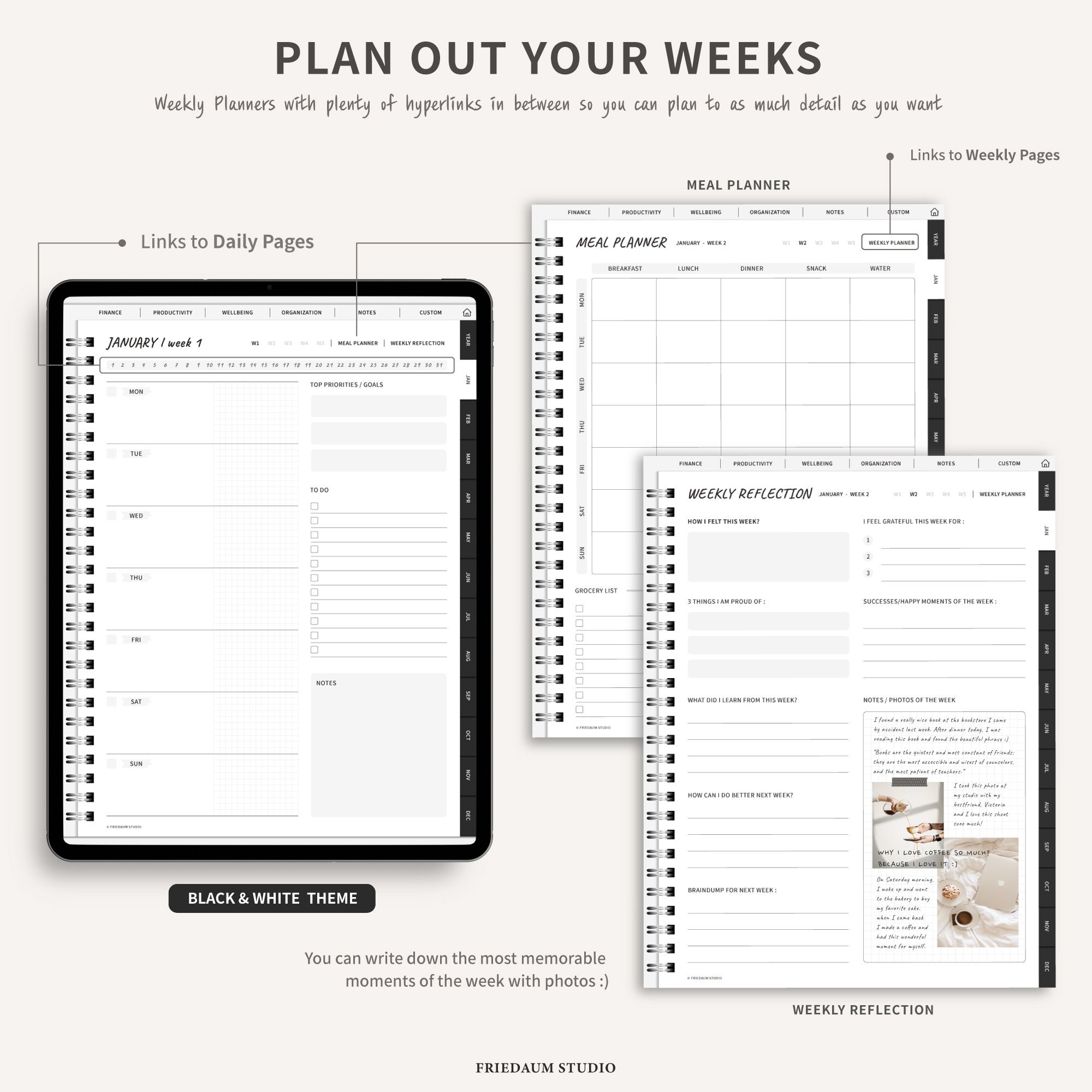 Digital Planner UNDATED Planner With Hyperlinks Goodnotes - Etsy