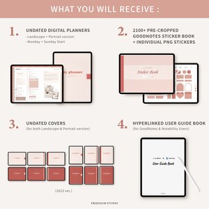 UNDATED Digital Planner, Lovely Pink Life Planner, iPad Notability ...