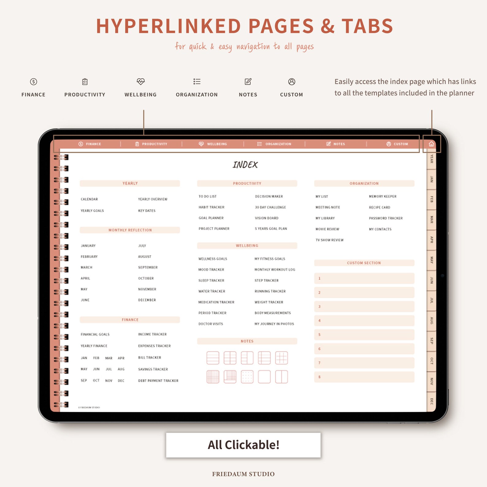 UNDATED Digital Planner, Lovely Pink Life Planner, iPad Notability ...