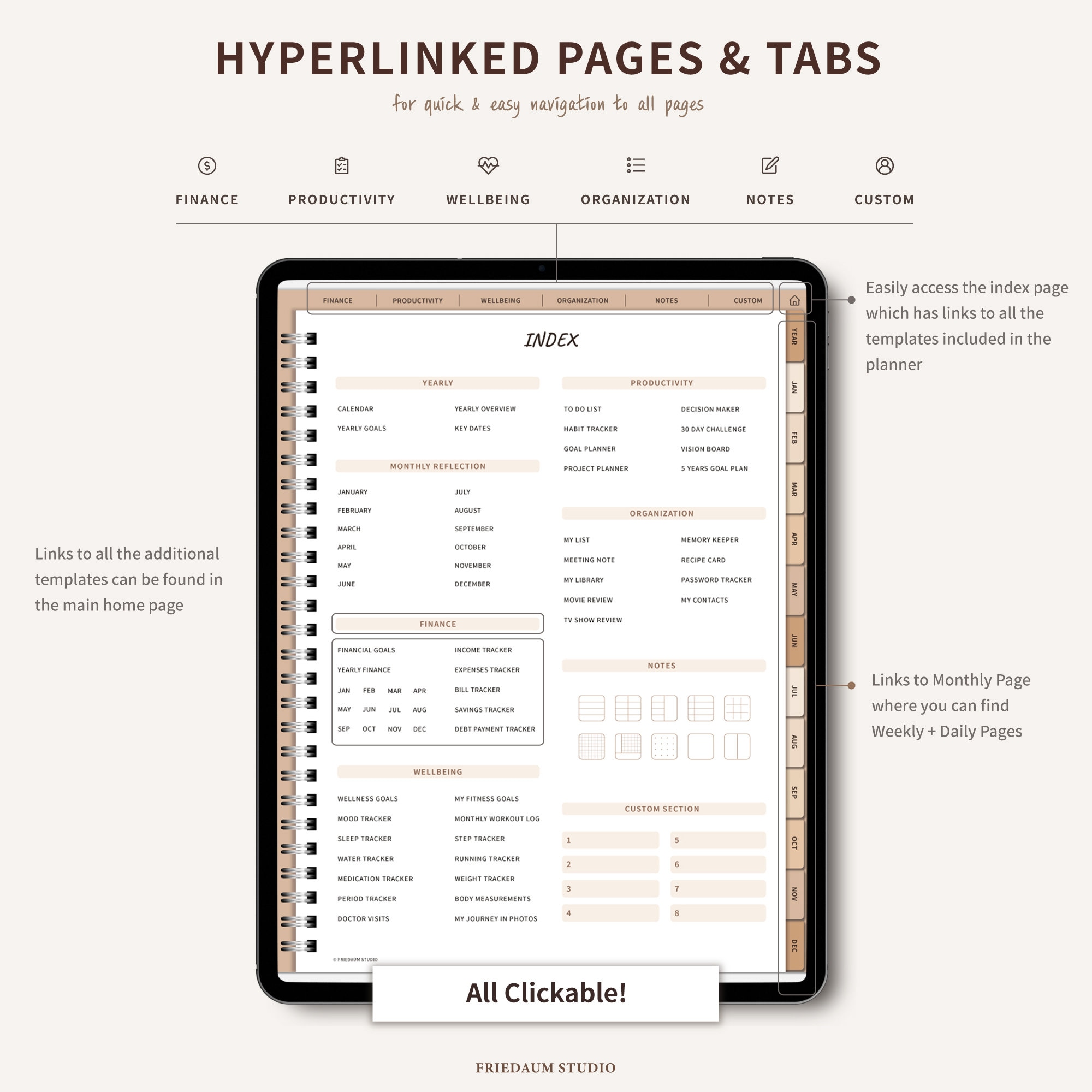 Digital Planner UNDATED - Planner With Hyperlinks, Digital Planning ...