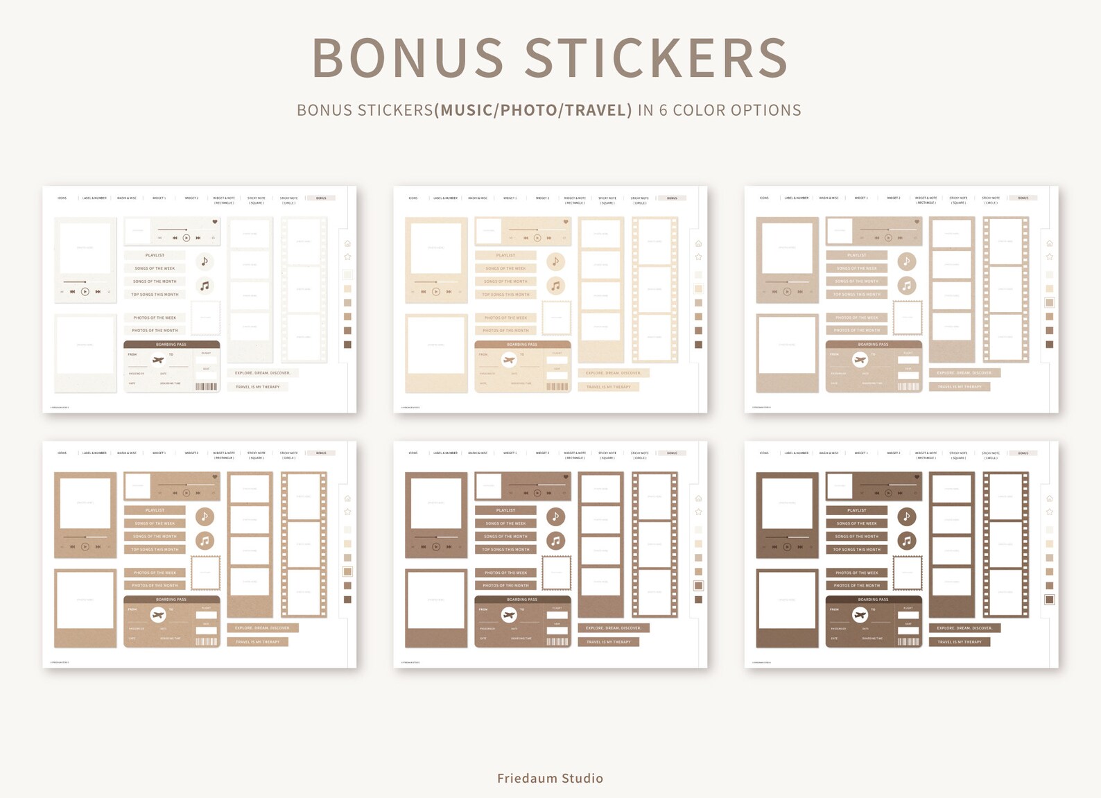 Digital Stickers Set Brown Edition Digital Planner Stickerbook for ...