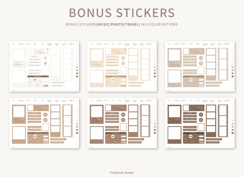 Digital Stickers Set Brown Edition Digital Planner Stickerbook for ...