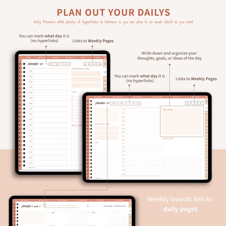 UNDATED Digital Planner, Lovely Pink Life Planner, iPad Notability ...