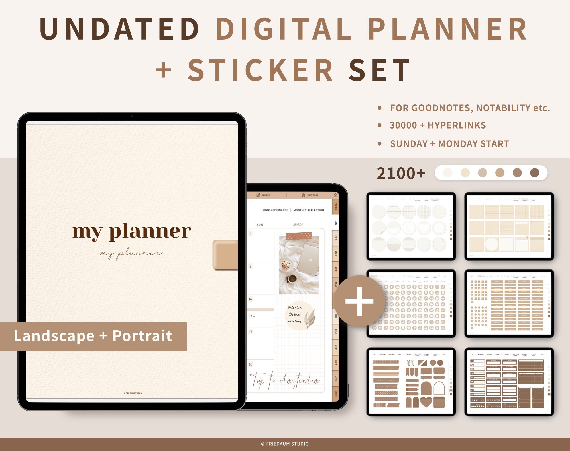 UNDATED Digital Planner, Aesthetic Life Planner, iPad Notability Daily ...