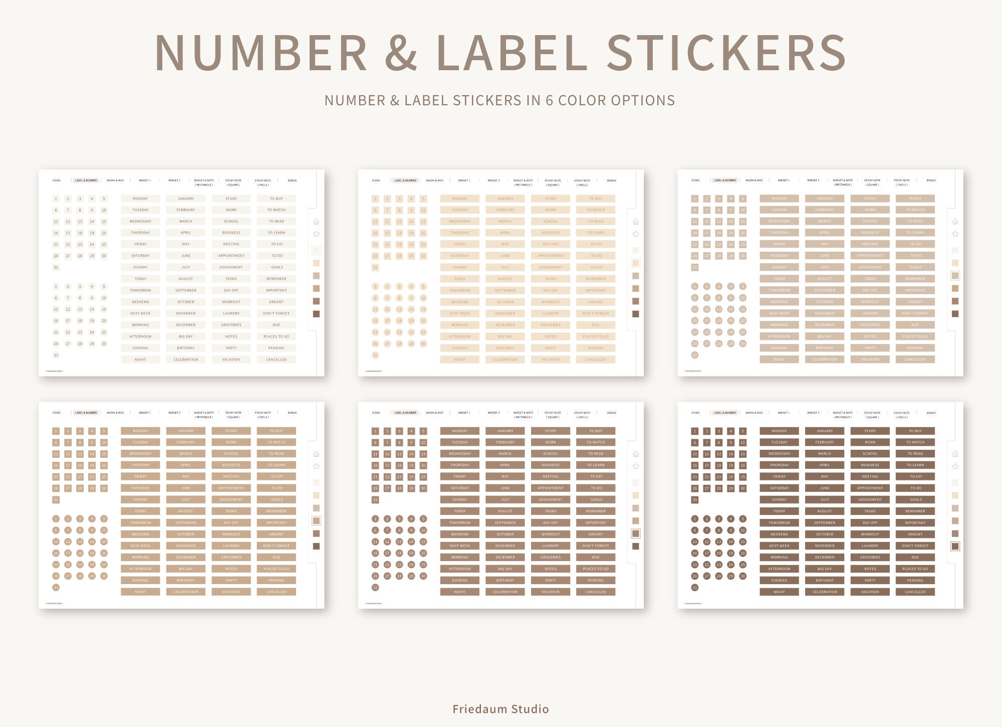 Digital Stickers Set Brown Edition Digital Planner Stickerbook for ...