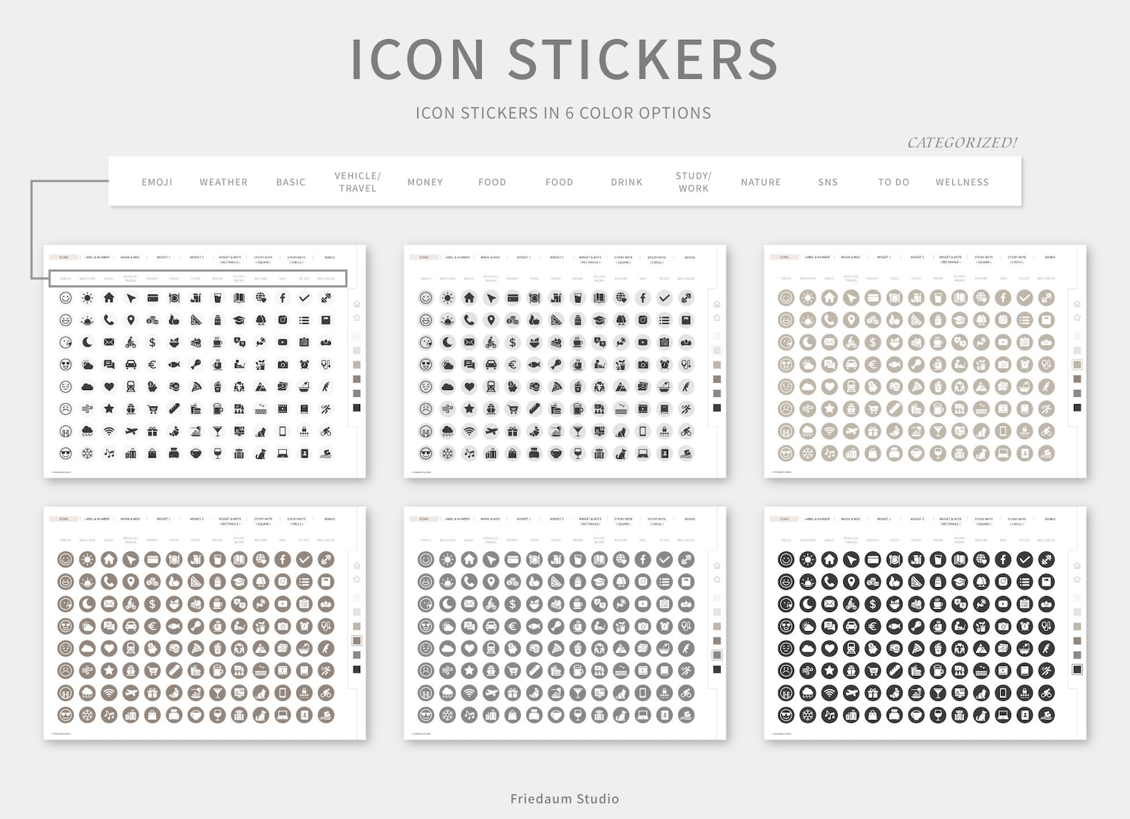 Digital Stickers Set Black Edition Digital Planner - Etsy