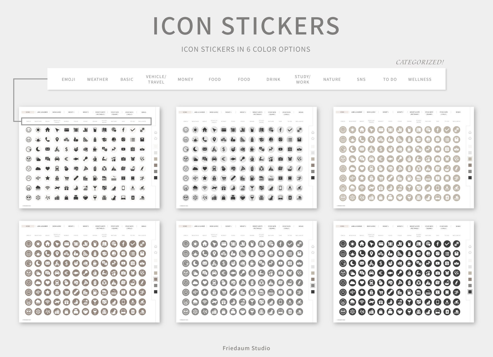 Digital Stickers Set Black Edition Digital Planner - Etsy