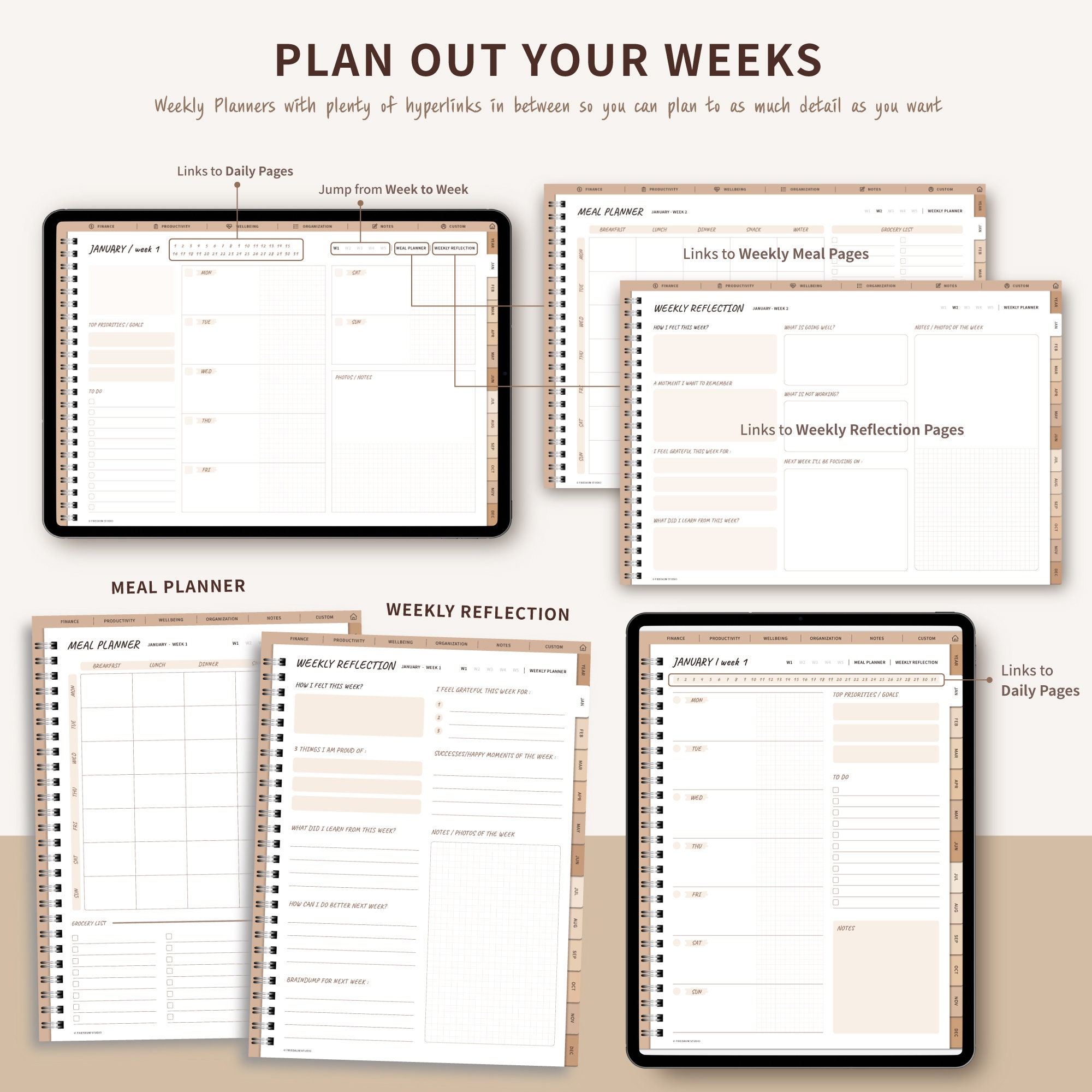 UNDATED Digital Planner, Aesthetic Life Planner, iPad Notability Daily ...