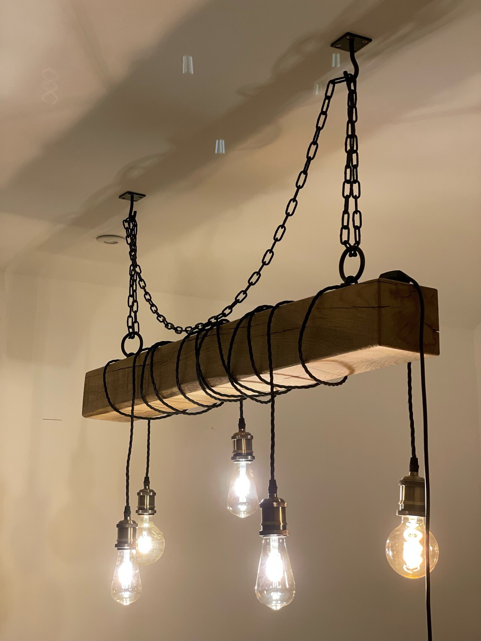 Hanging Beam Ceiling Light Solid Oak - Etsy UK