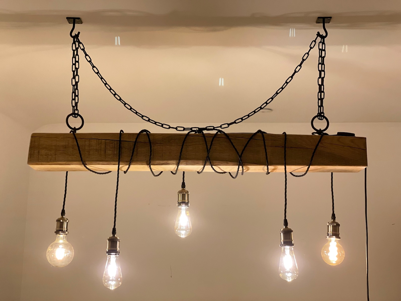Hanging Beam Ceiling Light Solid Oak - Etsy UK