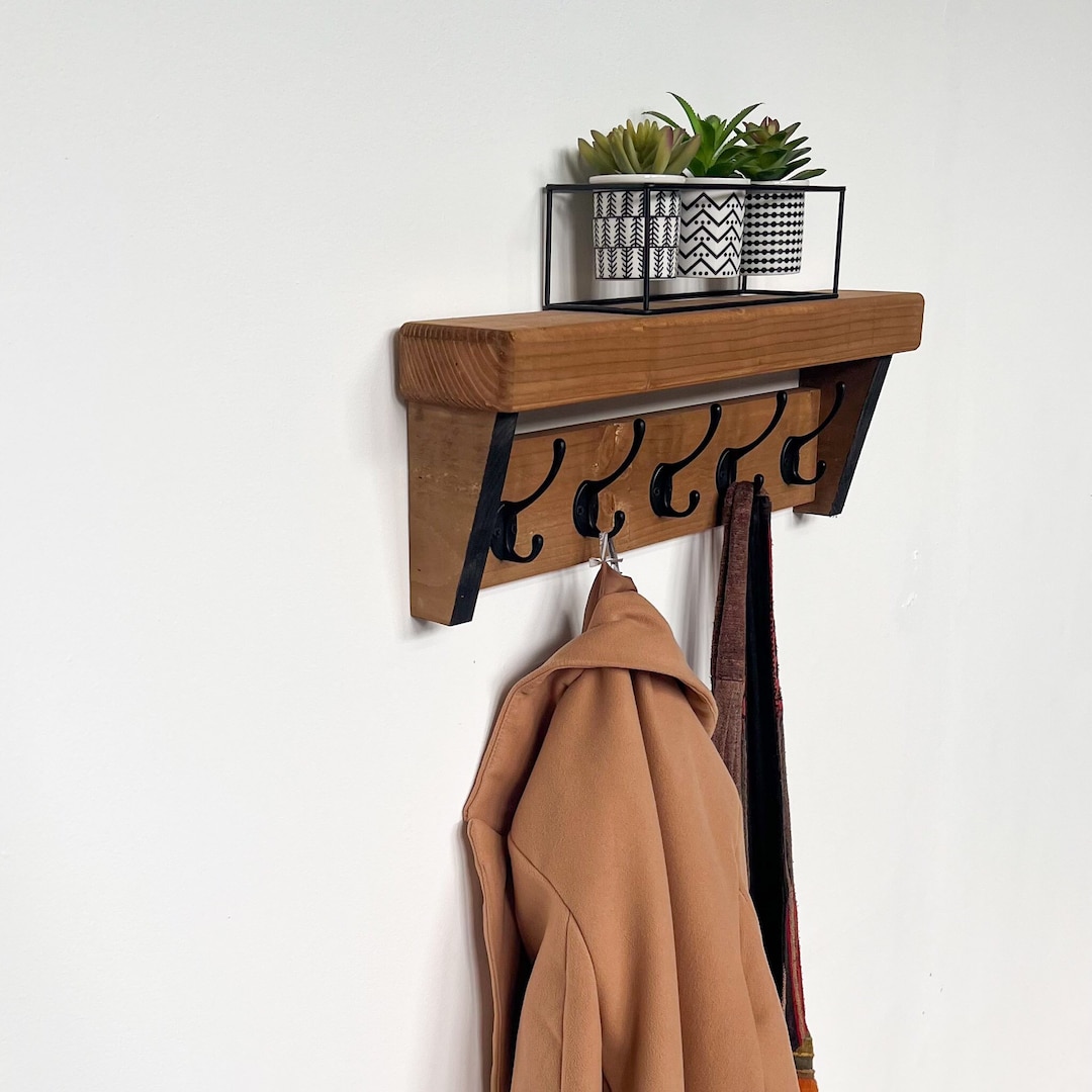 Rustic Coat Hook With Shelf - Etsy