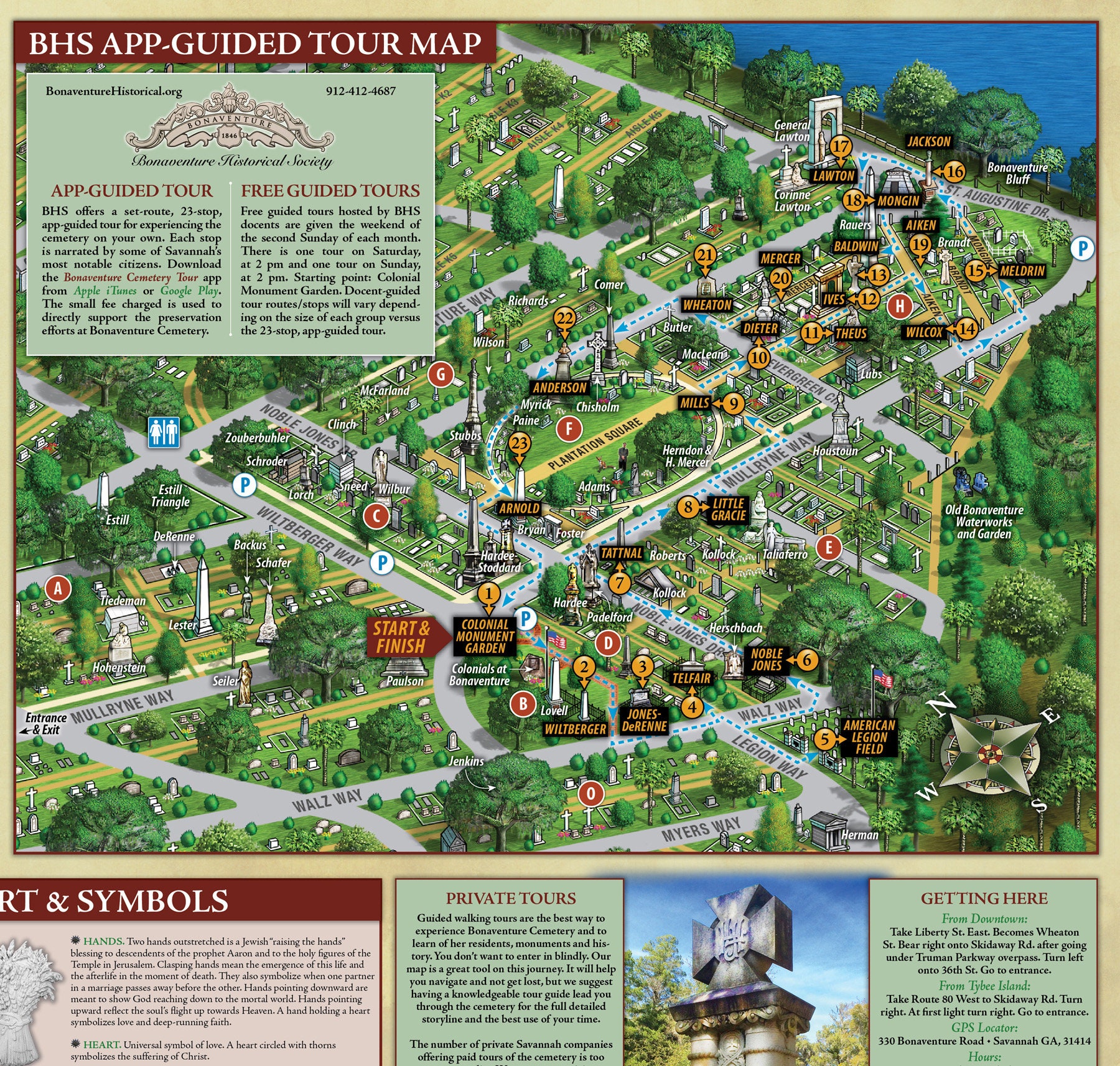 Bonaventure Cemetery Illustrated Map (folded) - Etsy