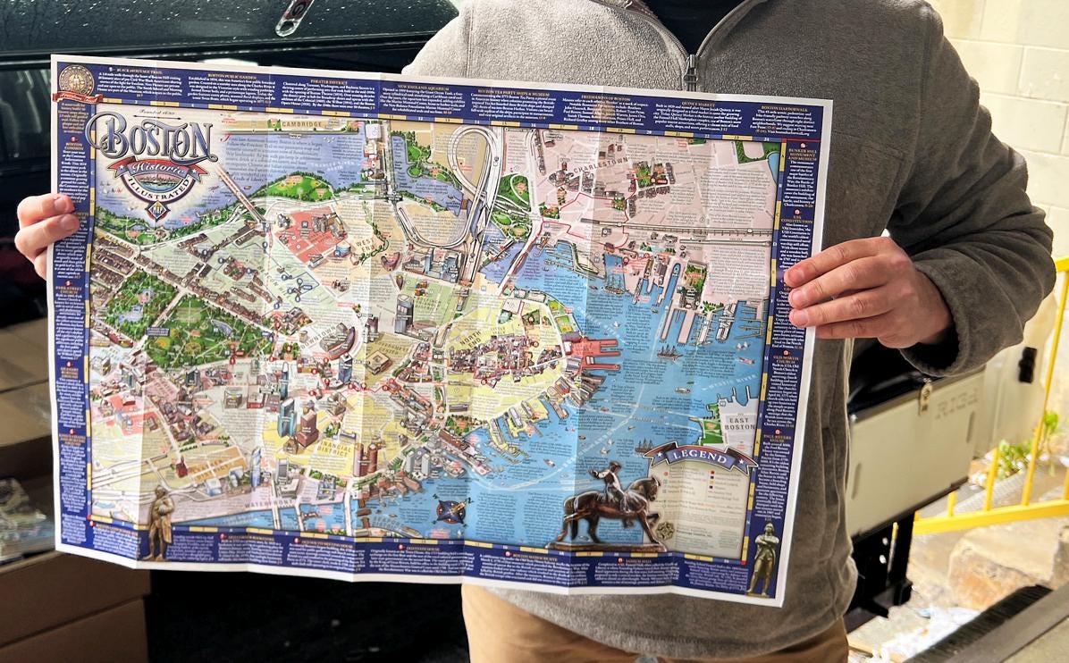 Boston Historic Illustrated Map (folded) - Etsy