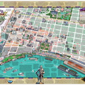 New Orleans French Quarter Illustrated Map (folded) - Etsy