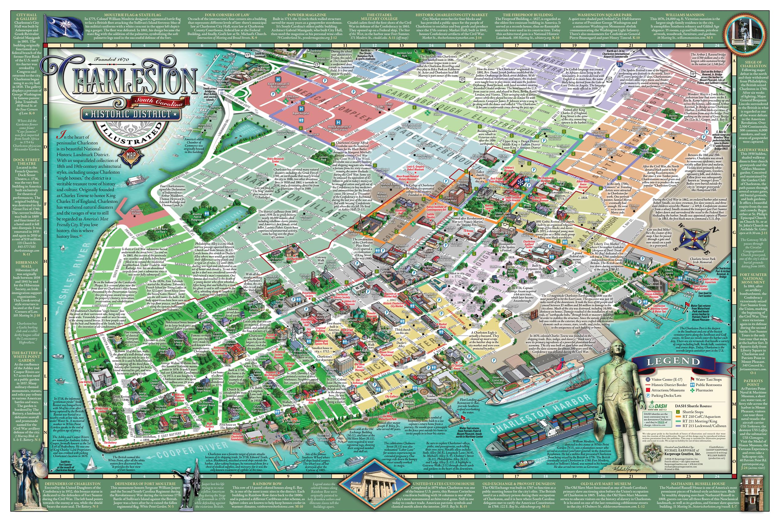 Charleston Historic District Illustrated Map (folded) - Etsy
