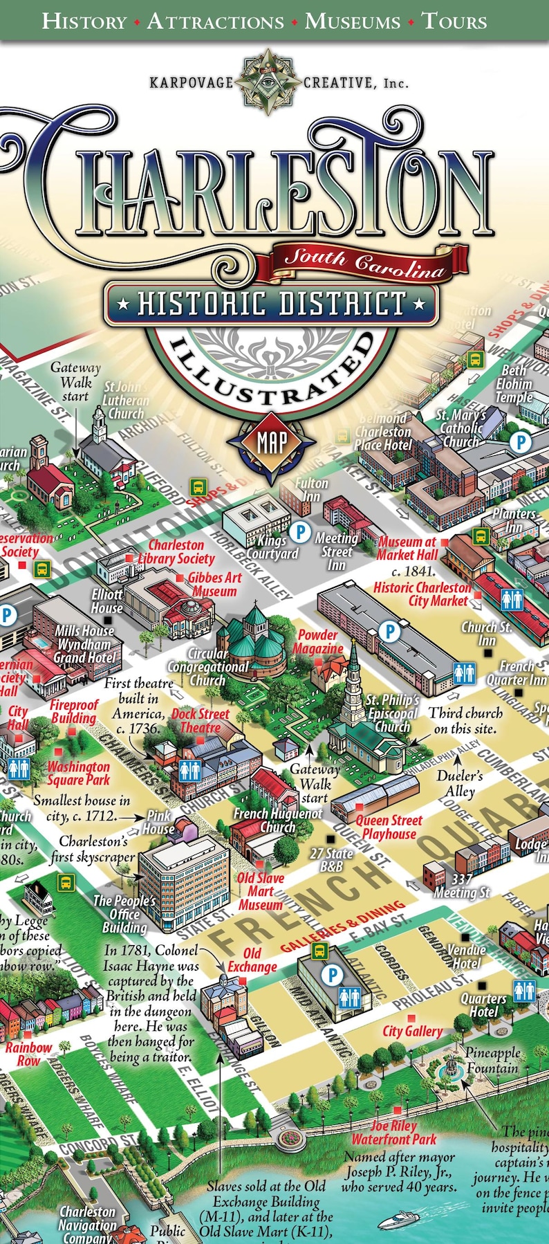 Charleston Historic District Illustrated Map (folded) - Etsy