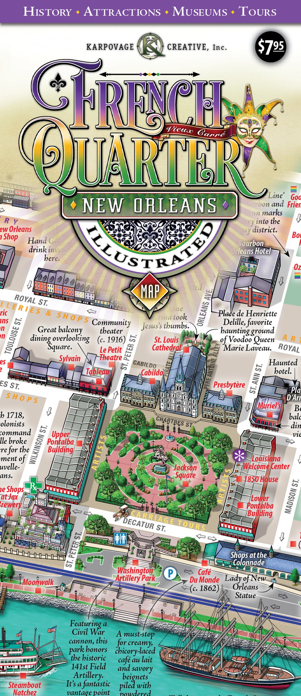 New Orleans French Quarter Illustrated Map (folded) - Etsy