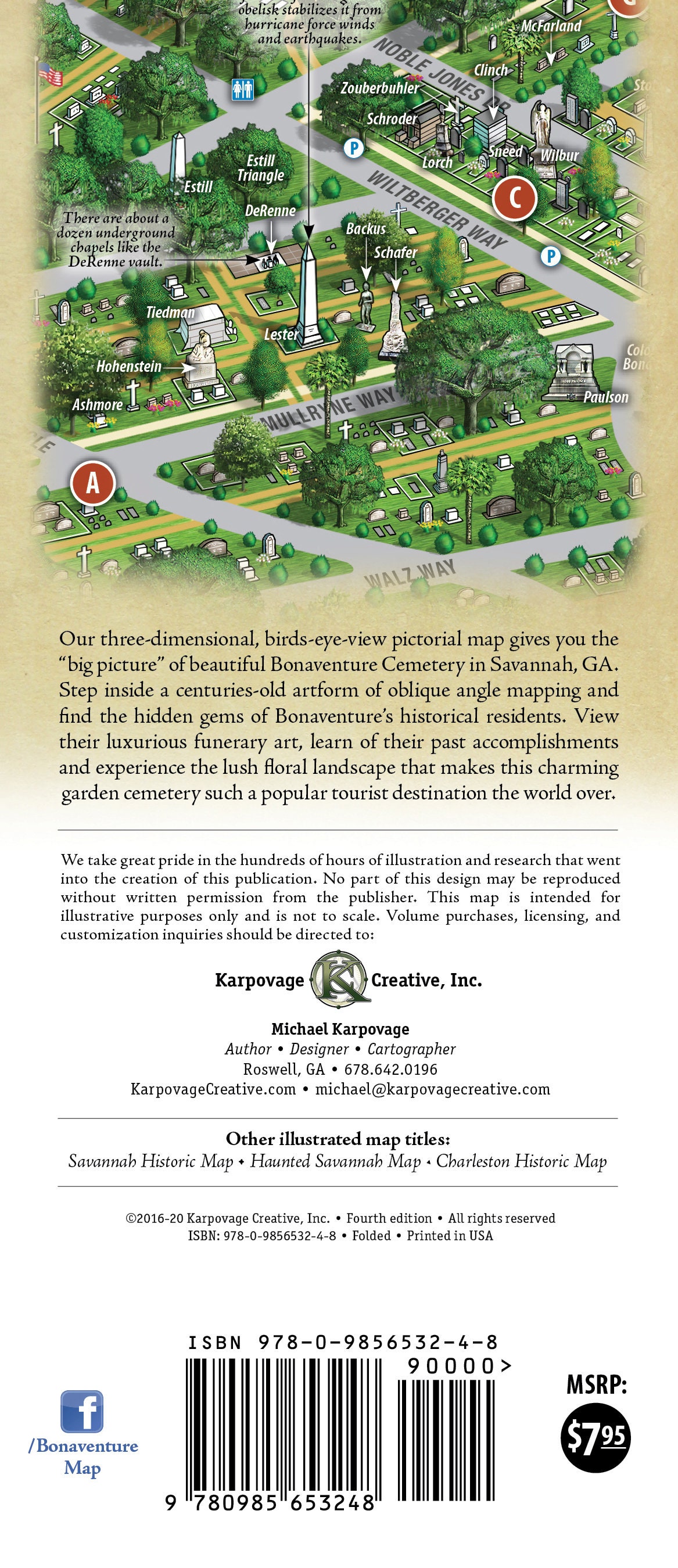 Bonaventure Cemetery Illustrated Map folded | Etsy