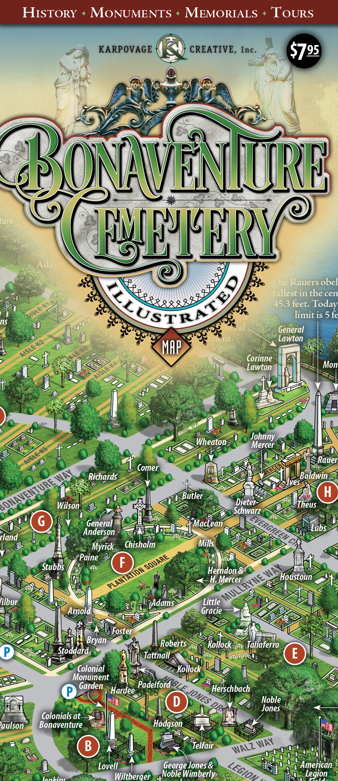 Bonaventure Cemetery Illustrated Map (folded) - Etsy