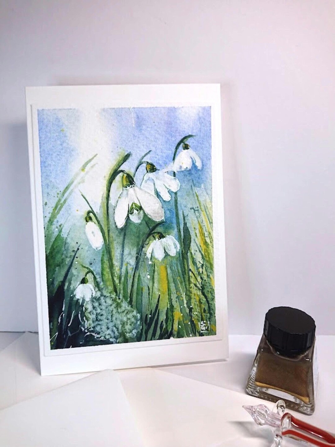 Hand-painted Snowdrop Folding Card, Without Text With Envelope, 11.5 X ...