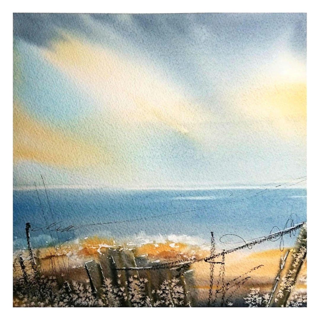 Abstract Maritime Landscape, Sea, Lake, Sand, Driftwood, Original ...