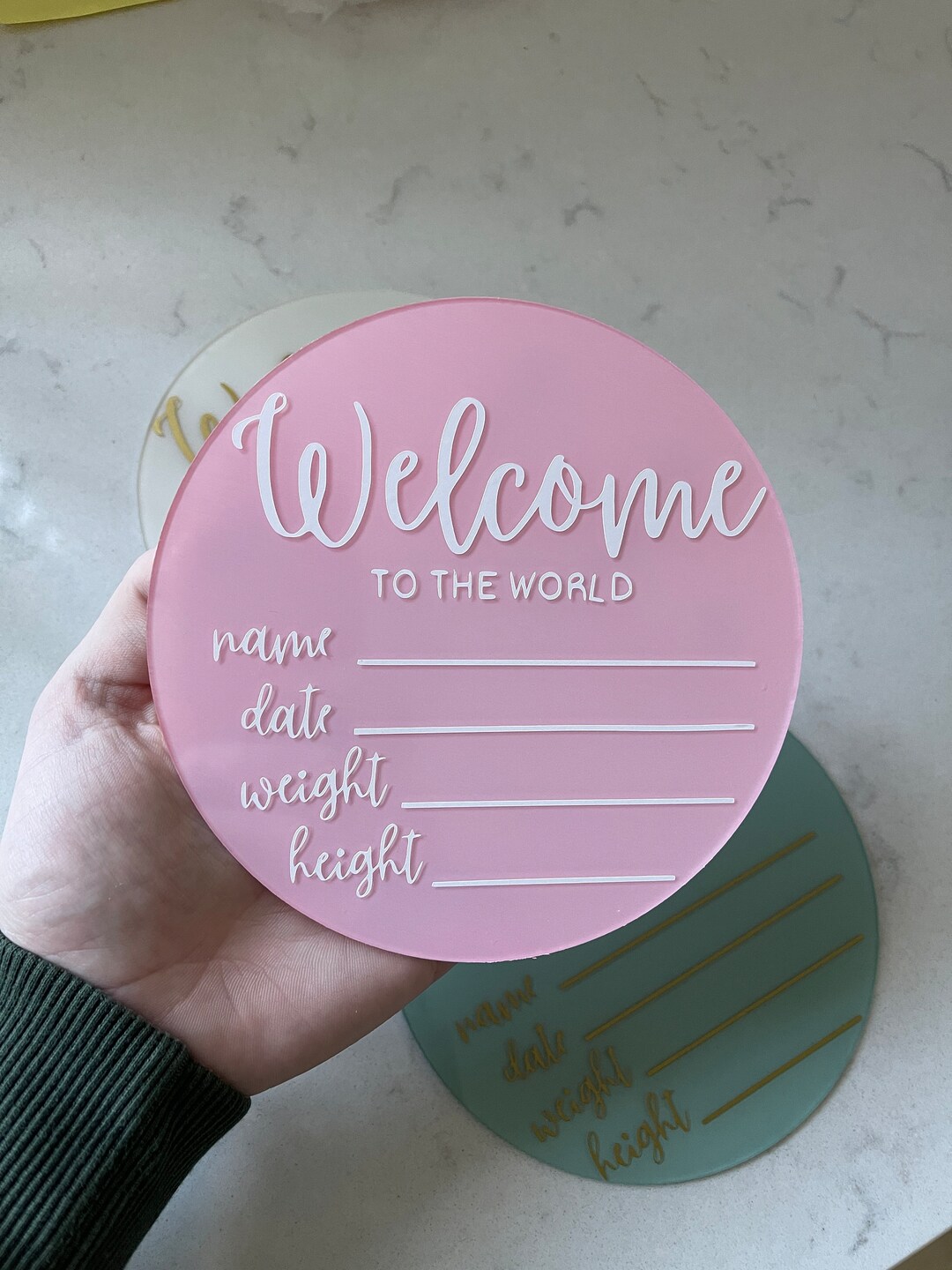 Newborn Announcement Sign, Round Baby Sign, Custom Baby Sign ...