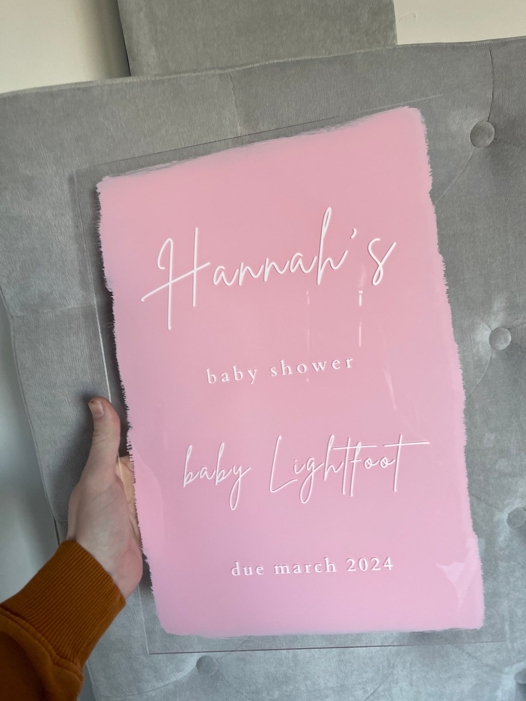 Custom Acrylic Baby Shower Sign, Brushed Painted Acrylic Sign, Baby ...