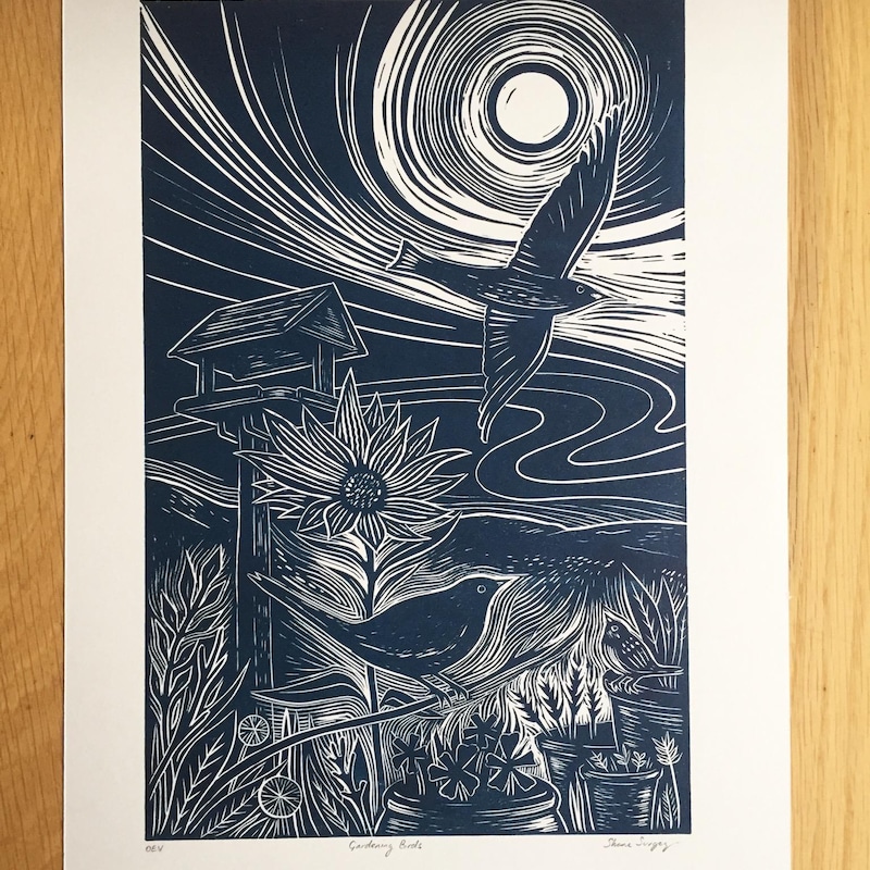 Bird Linocut - Etsy UK