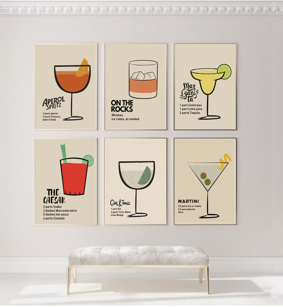 Signature Cocktail Print Set of 6 / Classic Cocktails Recipes - Etsy