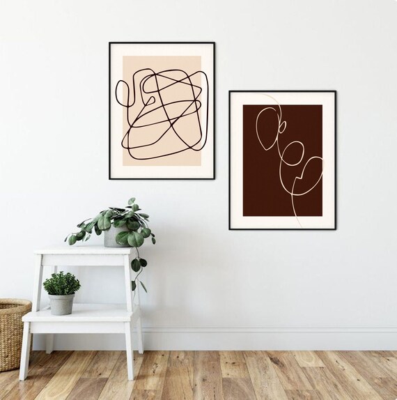 Minimalist Continuous Line Art Set of 2 / Simple Line Art | Etsy