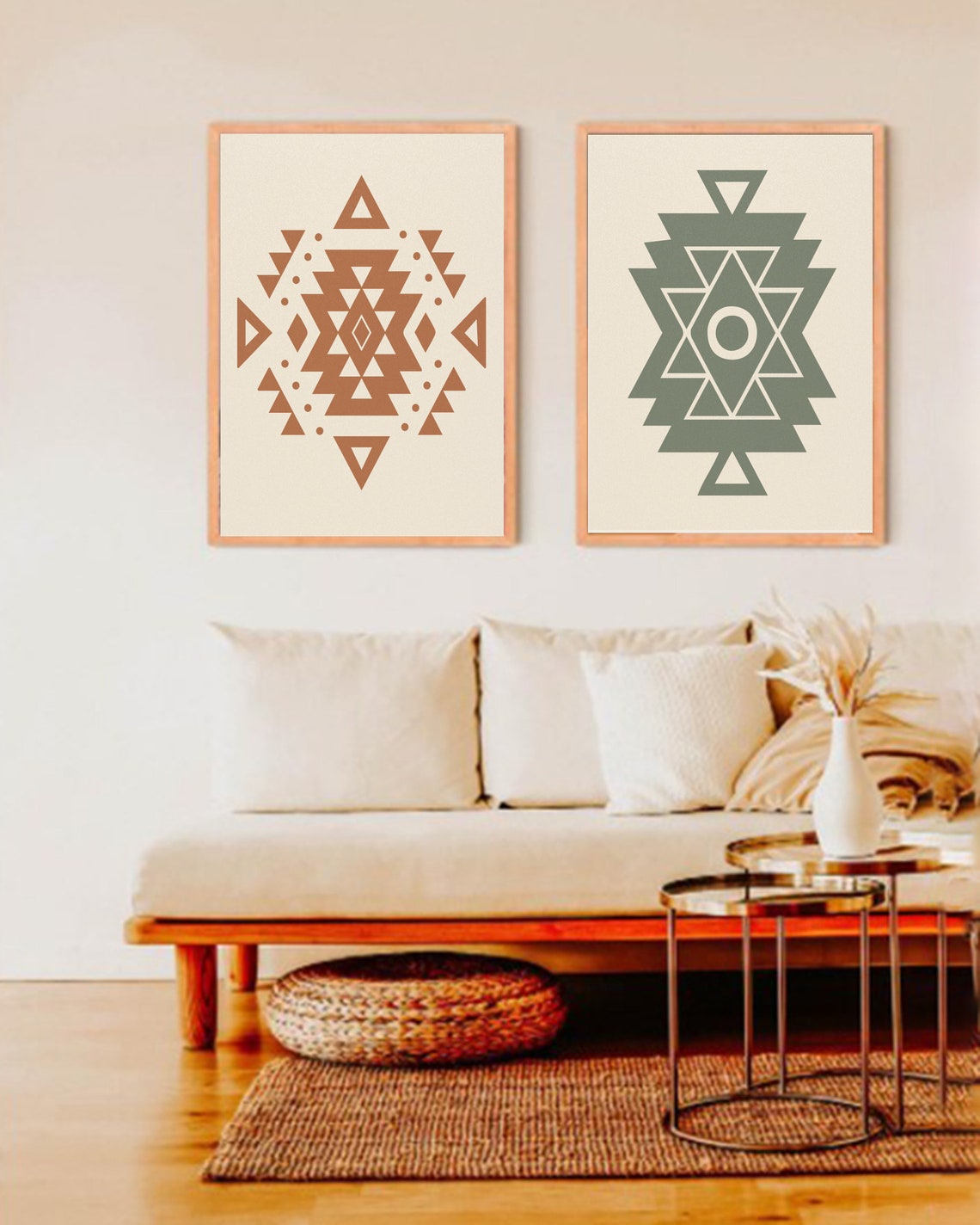 Aztec Wall Art Set of 2 / Boho Aztec Art Print / Geometric - Etsy Canada