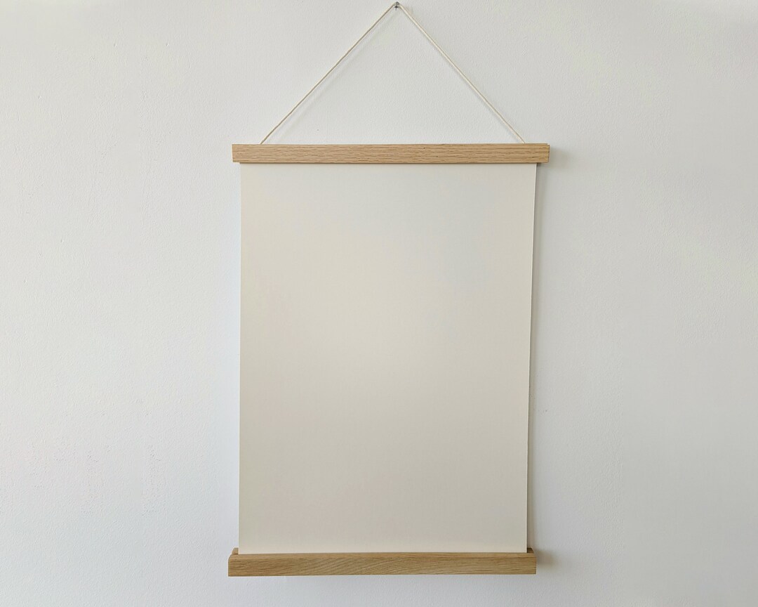 Natural Oak Wood Poster Hanger, Boho Magnetic Frame, Mid Century Modern ...