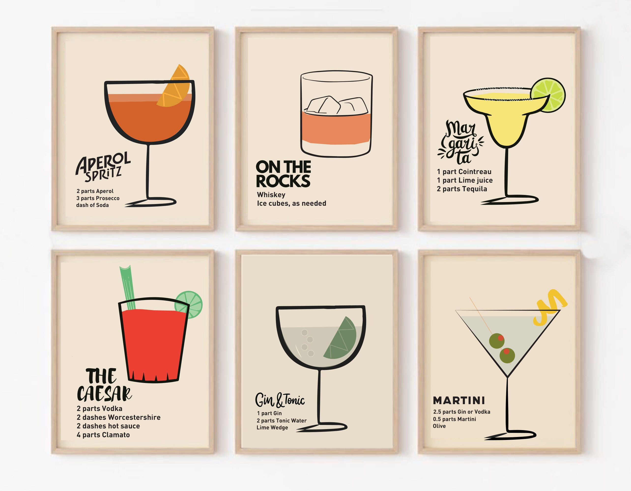 Signature Cocktail Print Set of 6 / Classic Cocktails Recipes - Etsy