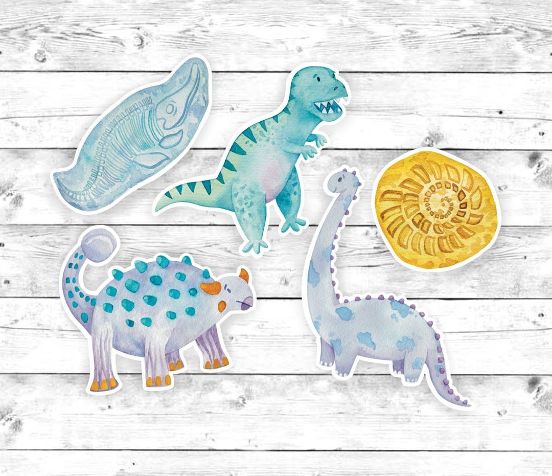 Dinosaur Die Cut Gloss Stickers Set of 5 Dino Fossil T-Rex Planner ...