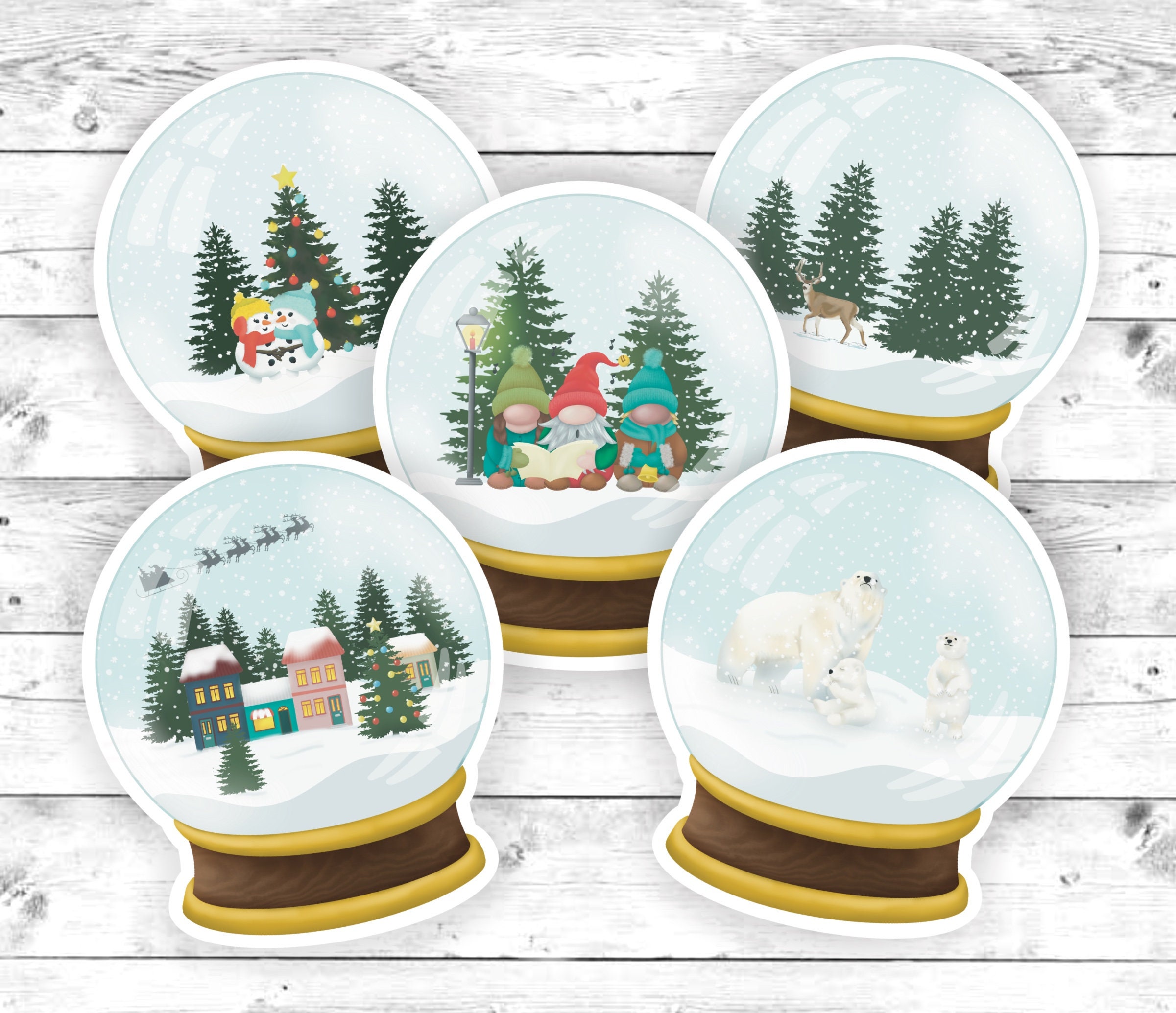 Large Snow Globe Die Cut Gloss or Clear Stickers Winter Planner ...