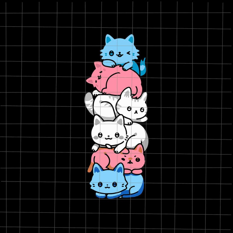 Transgender Pride Cat Lgbt Trans Flag Cute Cats Pile Svg Cat Etsy
