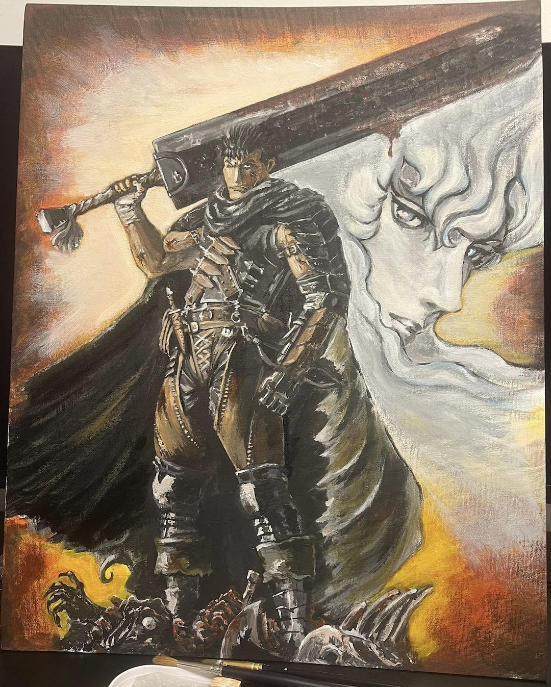 Berserk Guts Griffith Hand Painted in Acrylics on Canvas Board - Etsy