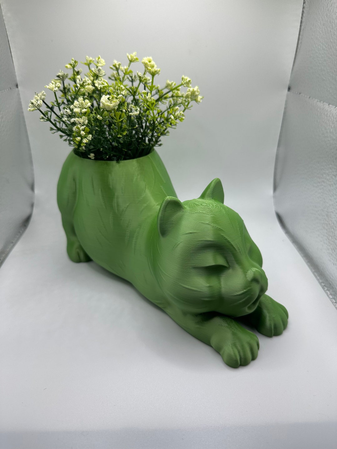 Stretching Kitty Planter 3D Printed - Etsy