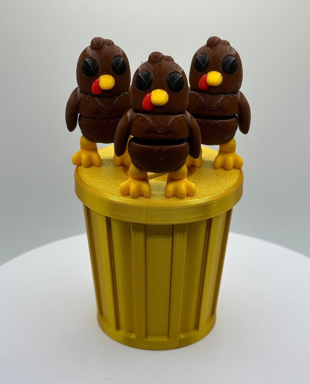 Tiny Turkey Figurine 3D Printed, Optional Trash Can, Home Decor or Desk ...